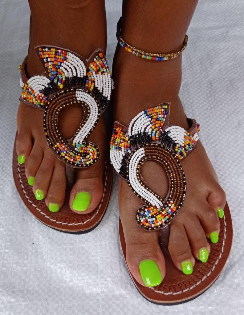 African Beaded Sandalsmaasai Sandals By Bettiezack Sandals Flip Flo Afrikrea