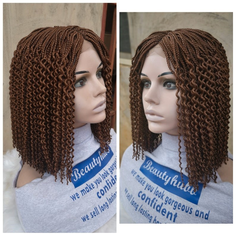 Short Watermelon Box Braid Wig Closure Lace Human Hair Braids Wig By B