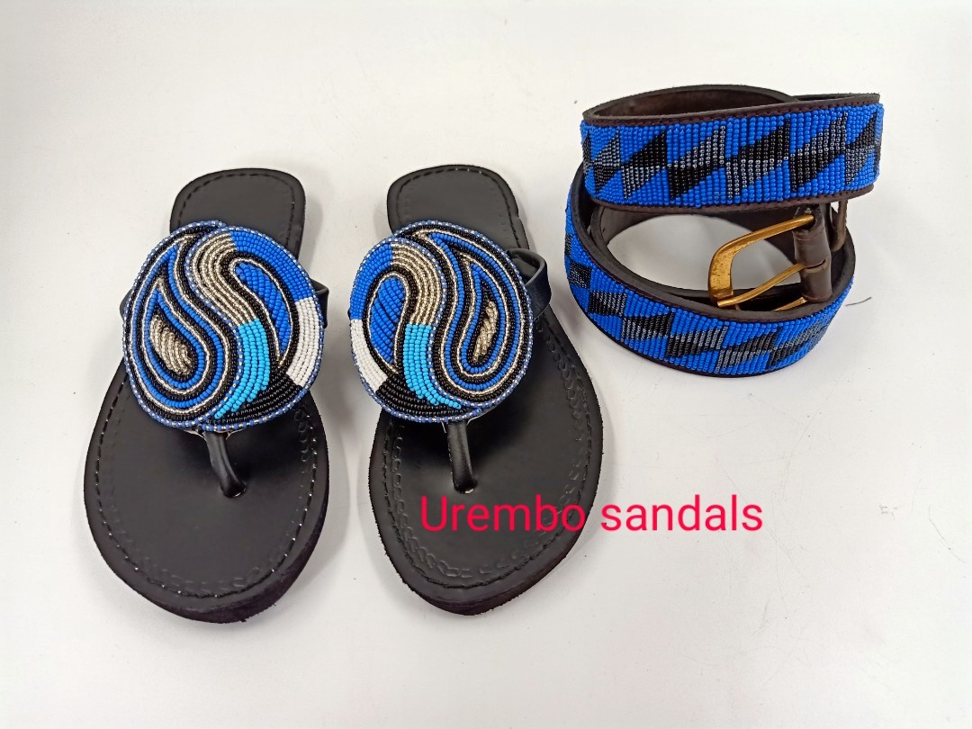 Belt and sandals set, set of 2, leather belt, beaded belt and sandals,K ...