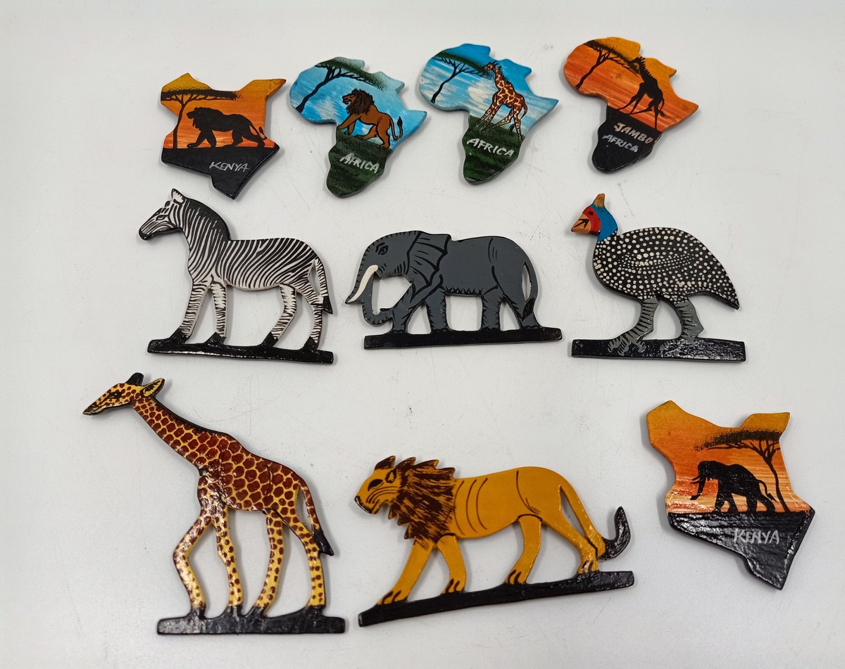 SET OF 10 wooden fridge magnets, , animal fridge magnets, kitchen decor ...