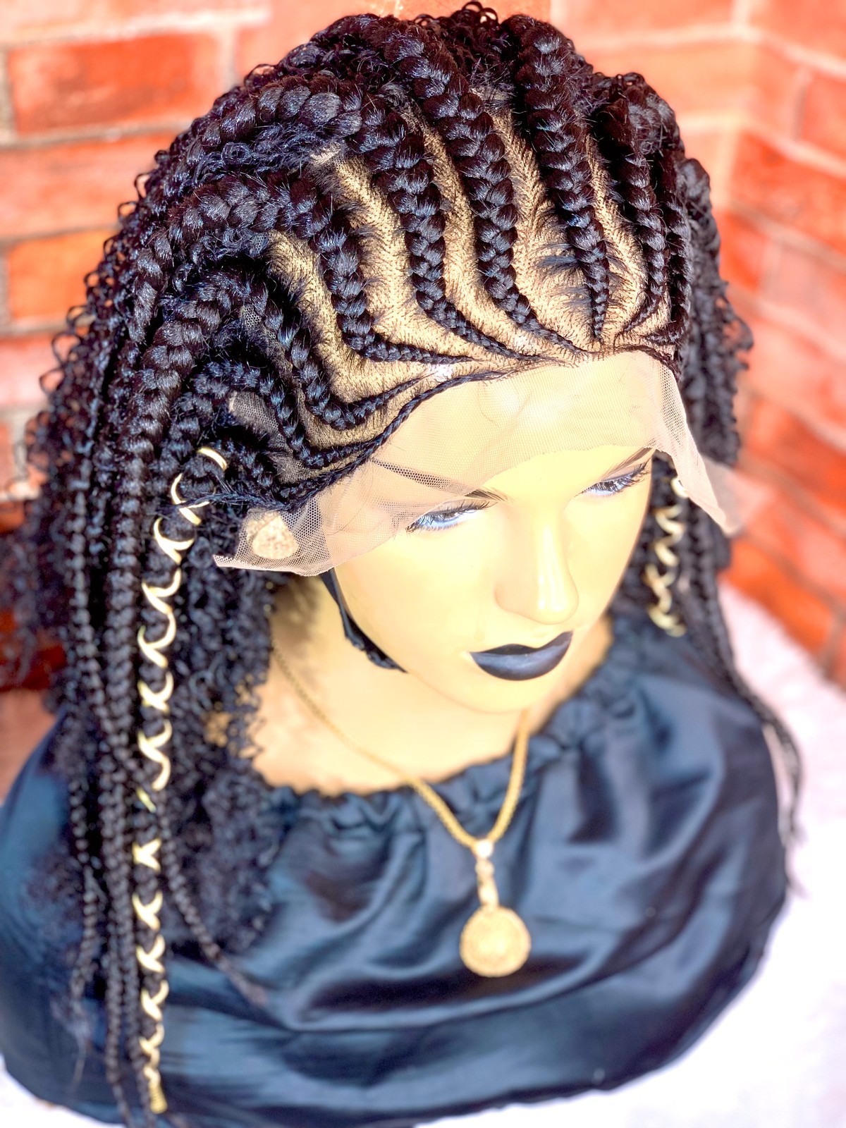 Braided wig for black women, curly spring twists wig, uniquemkay, front - ANKA