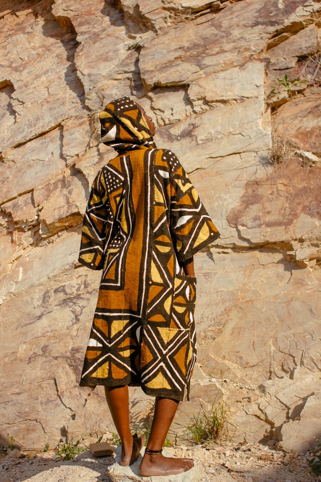 Energy Hooded Bogolan Cloak by threaded-tribes - Unisex Tunics - ANKA