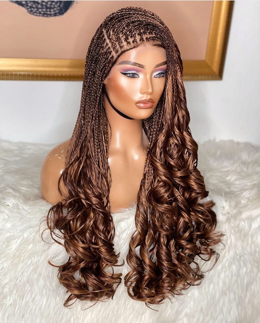 Braided wig ,box braided wig lace wigs cornrow wigs goddess locs by mer ...