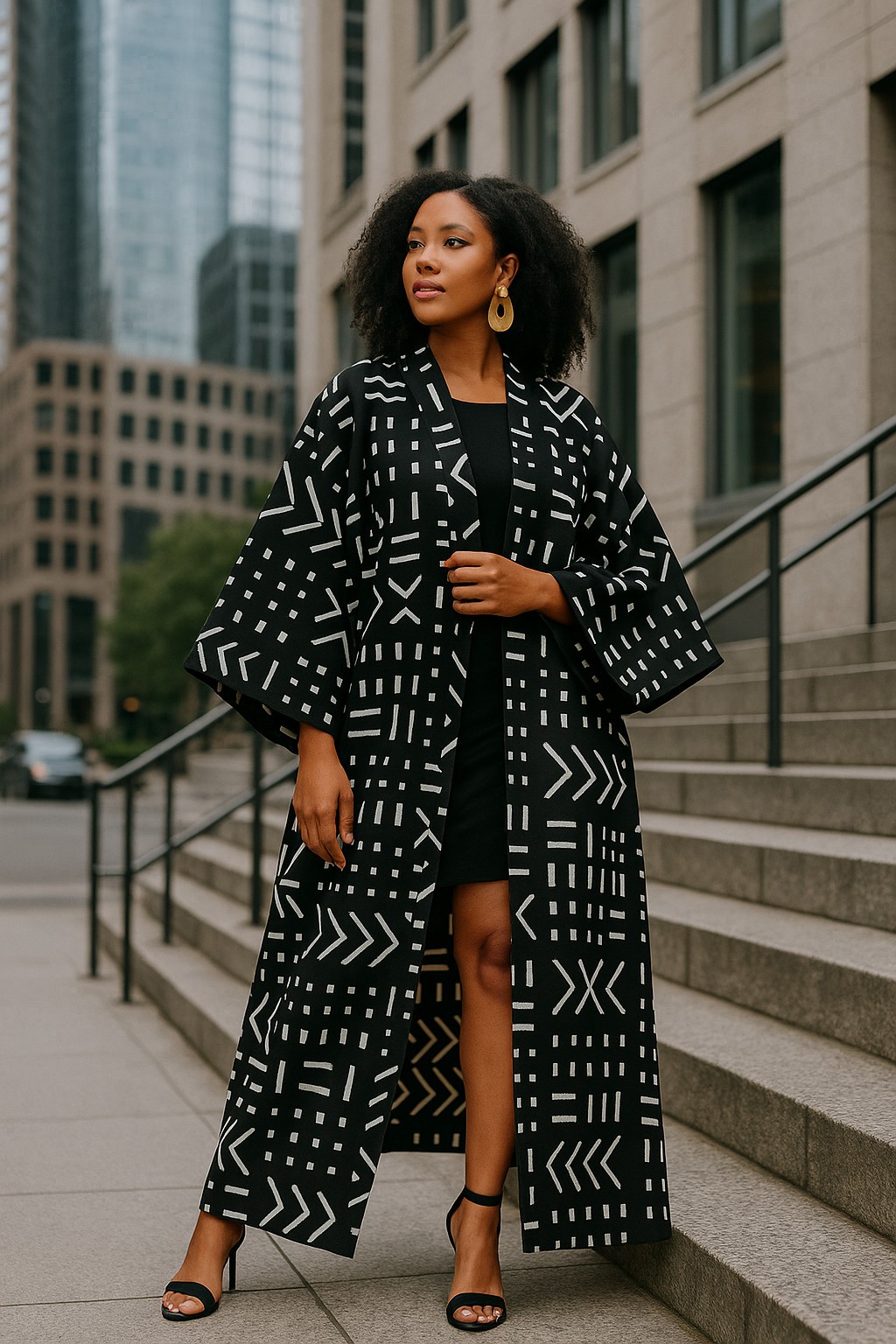 kimono long en wax africain bogolan by kichi-creation - Kimonos - ANKA