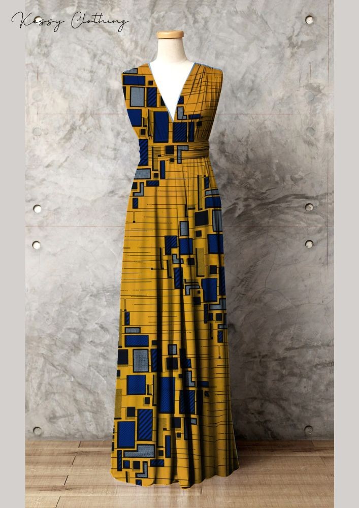 Robe wax Stella | Robe wax | Robe longue | Robe imprimé africain| Robe ...