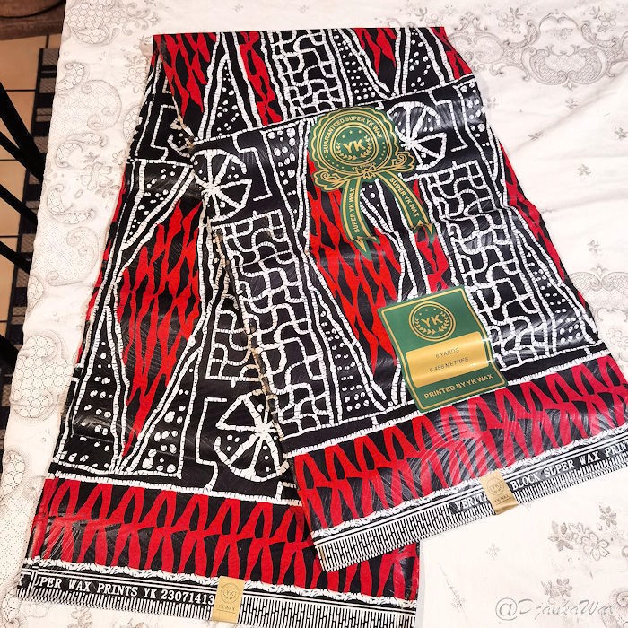 Tissu pagne Ndop Bamiléké du Cameroun en coton léger 2 yards rouge par ...