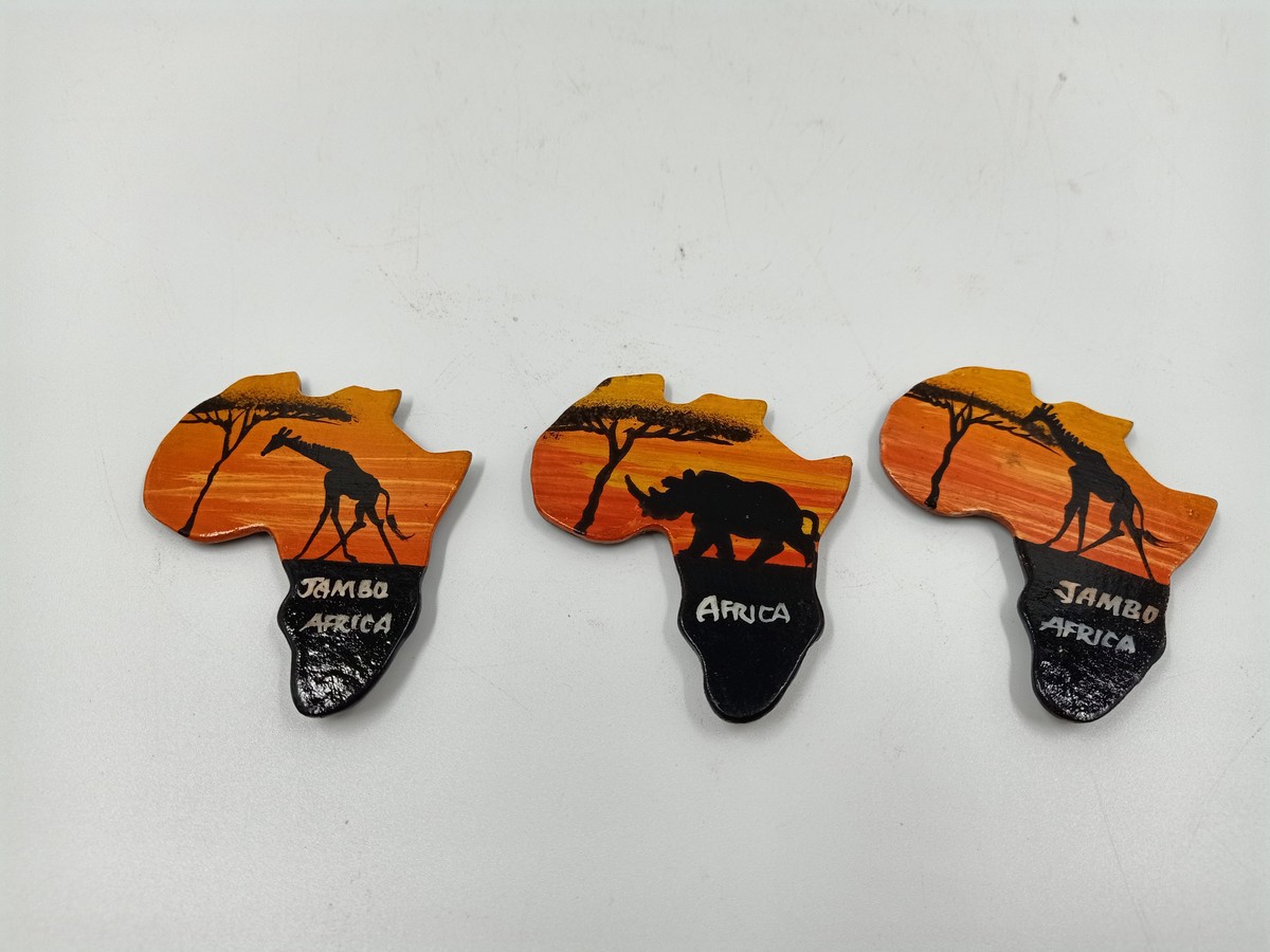 SET OF 3 wooden fridge magnets, , map of africa fridge magnets, kitche ...
