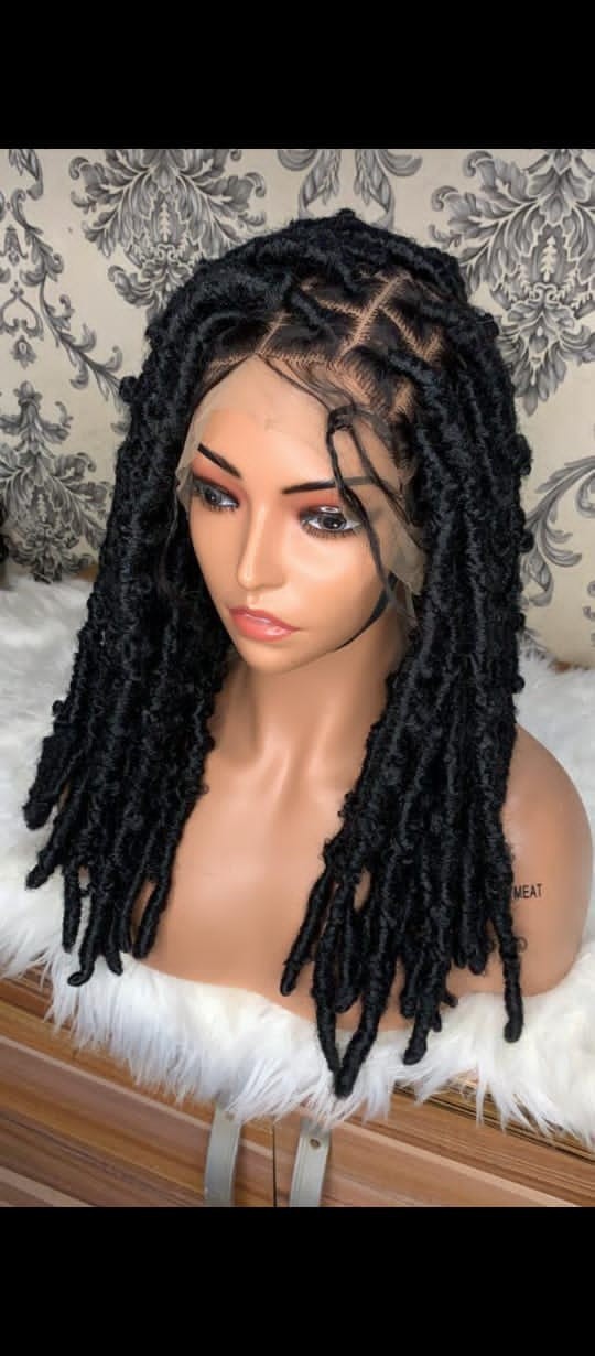 Braided wig,butterfly locs, faux locks,dread locs,black women wig, Afri ...