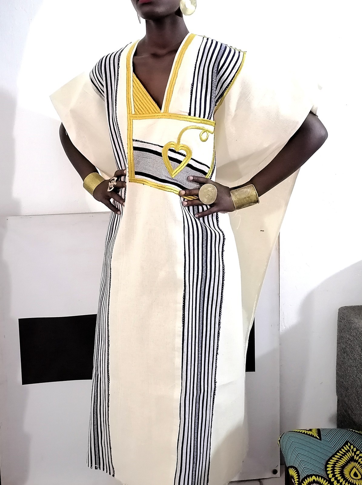 7 strips of senoufo loincloth weaves by ricoton - Capes and ponchos - ANKA