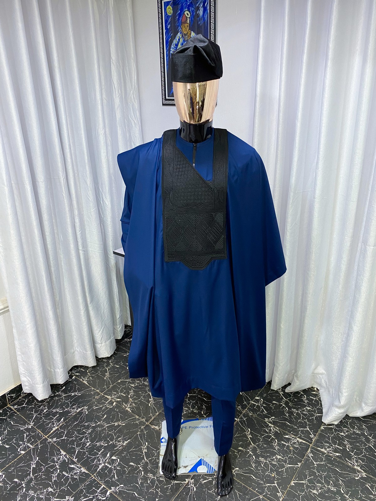 A navy blue Agbada set by mrjaycouture - Men Traditional Clothings - ANKA
