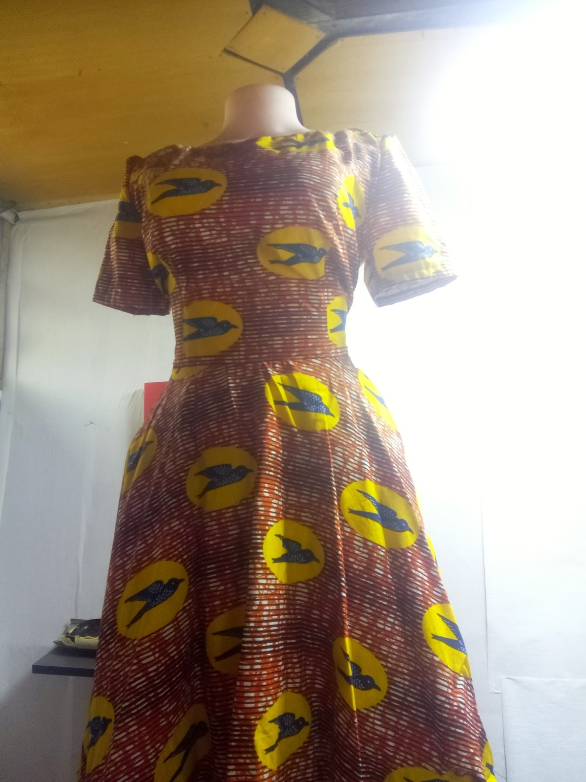 African print fit, flare dress with short sleeves. Available in all si - Afrikrea
