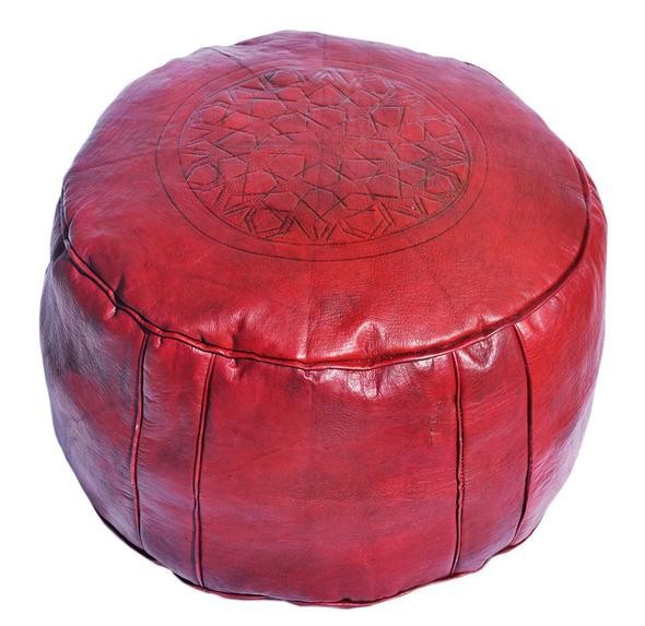 Large pouffe in real Red Natural leather by cuiroma - Seats, chairs - ANKA