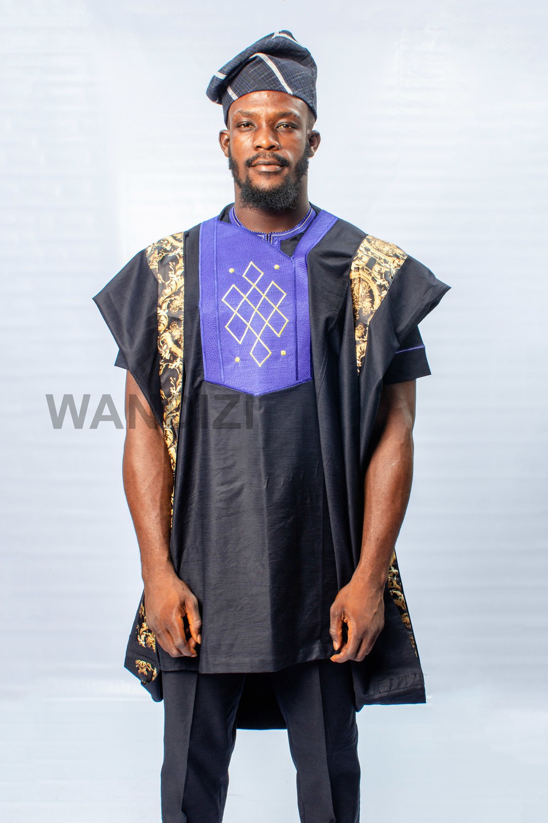 Agbada Outfit with embroidery and silk lining mix , Traditional African ...