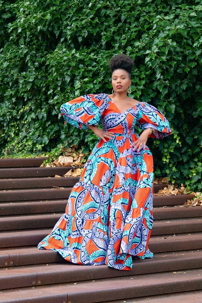 ZARI POWER SLEEEVE MAXI DRESS by heritageclothings - Long dresses - ANKA