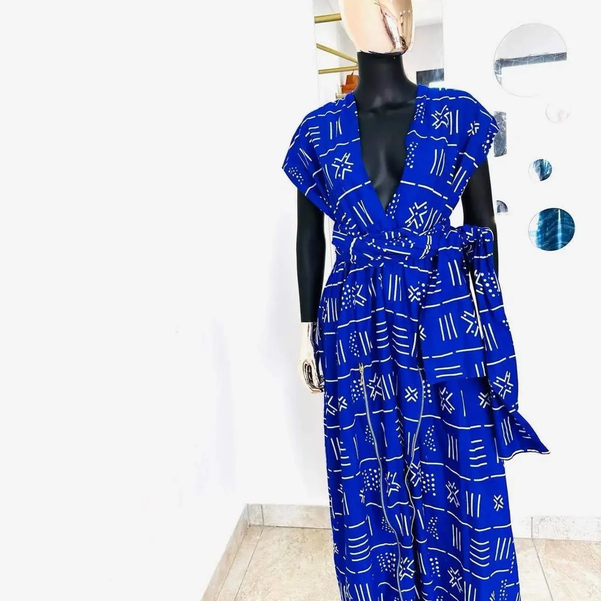 Robe longue infinity bleu bogolan par kichi-creation - Robes longues - ANKA