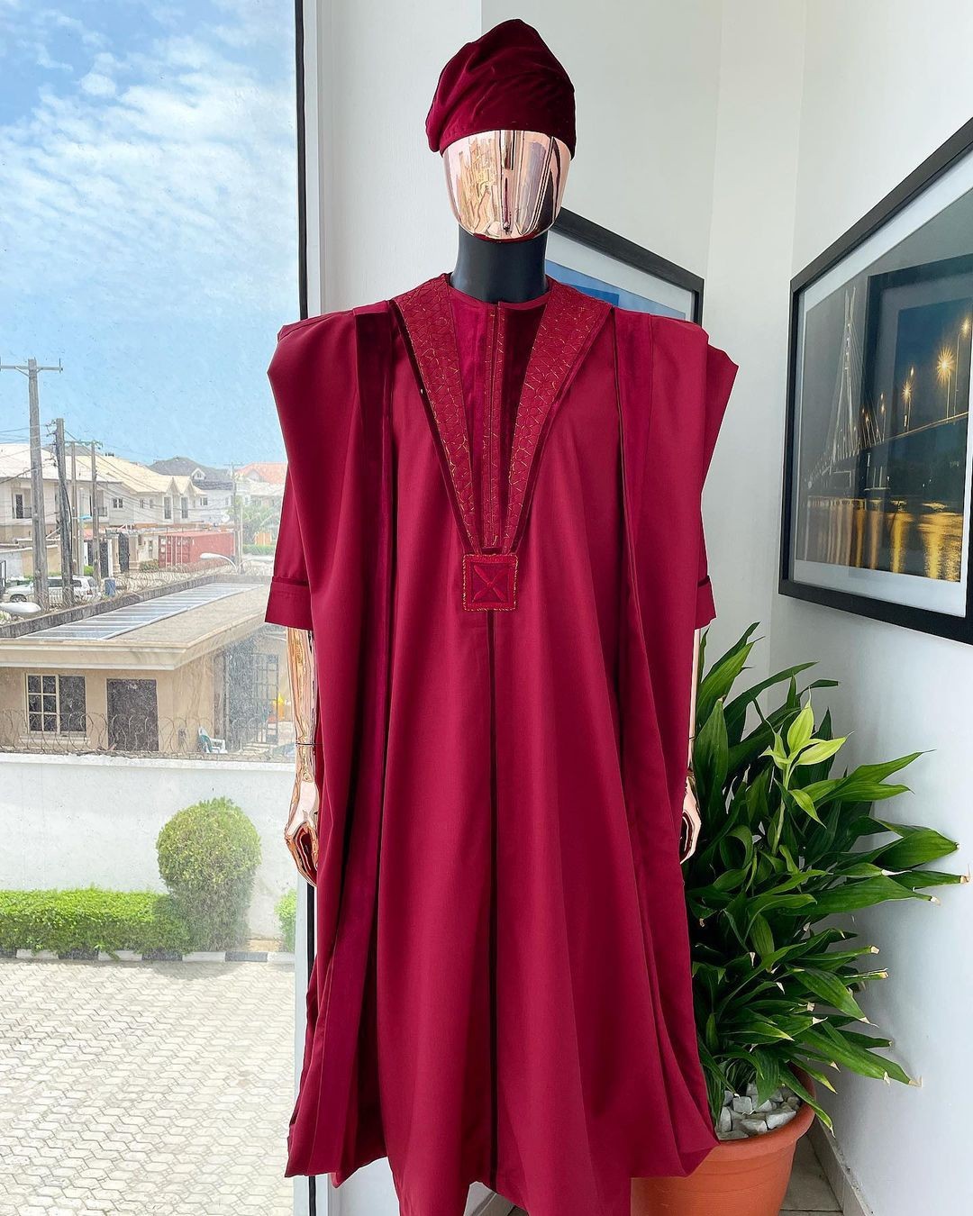 A Maroon red, vehicular lapelled with closed line flap & marching v - ANKA