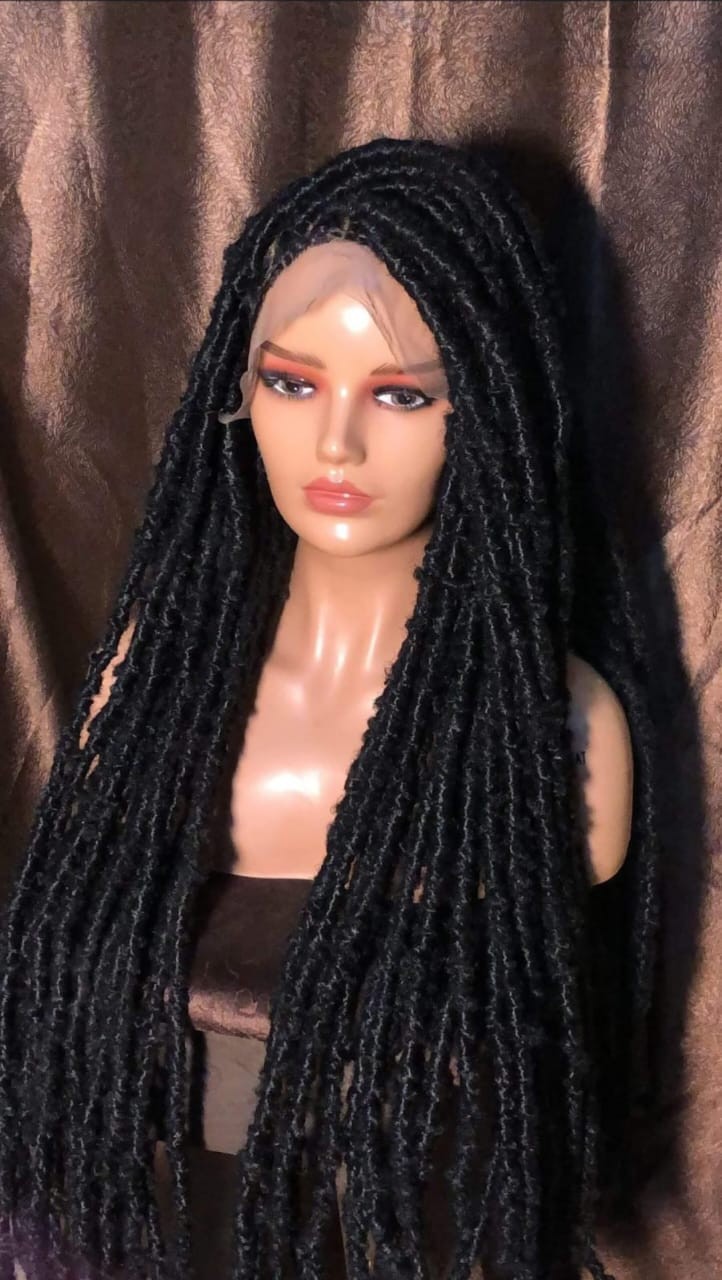Braided wig,butterfly locs, faux locks,dread locs,black women wig, Afri ...