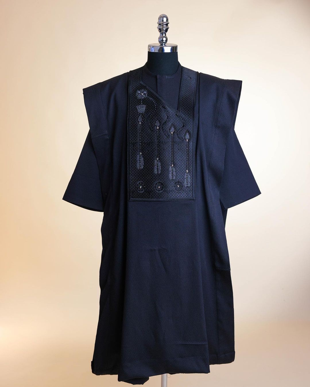 A Monochrome Charcoal Black, arrow & floral metallic wire embroider - ANKA