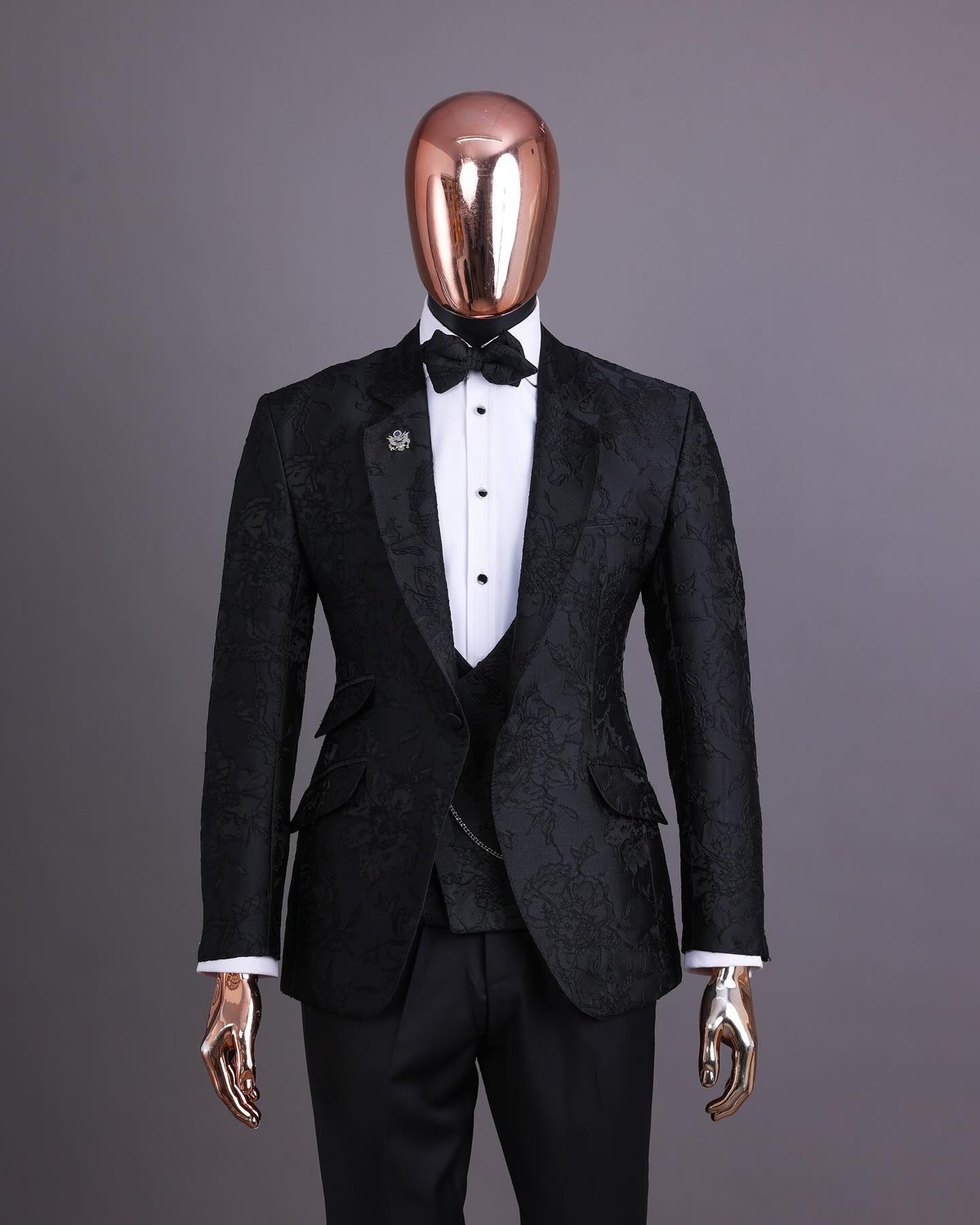 Dispersed root floral Black Suit by dejiandkola - Men's Suits - ANKA