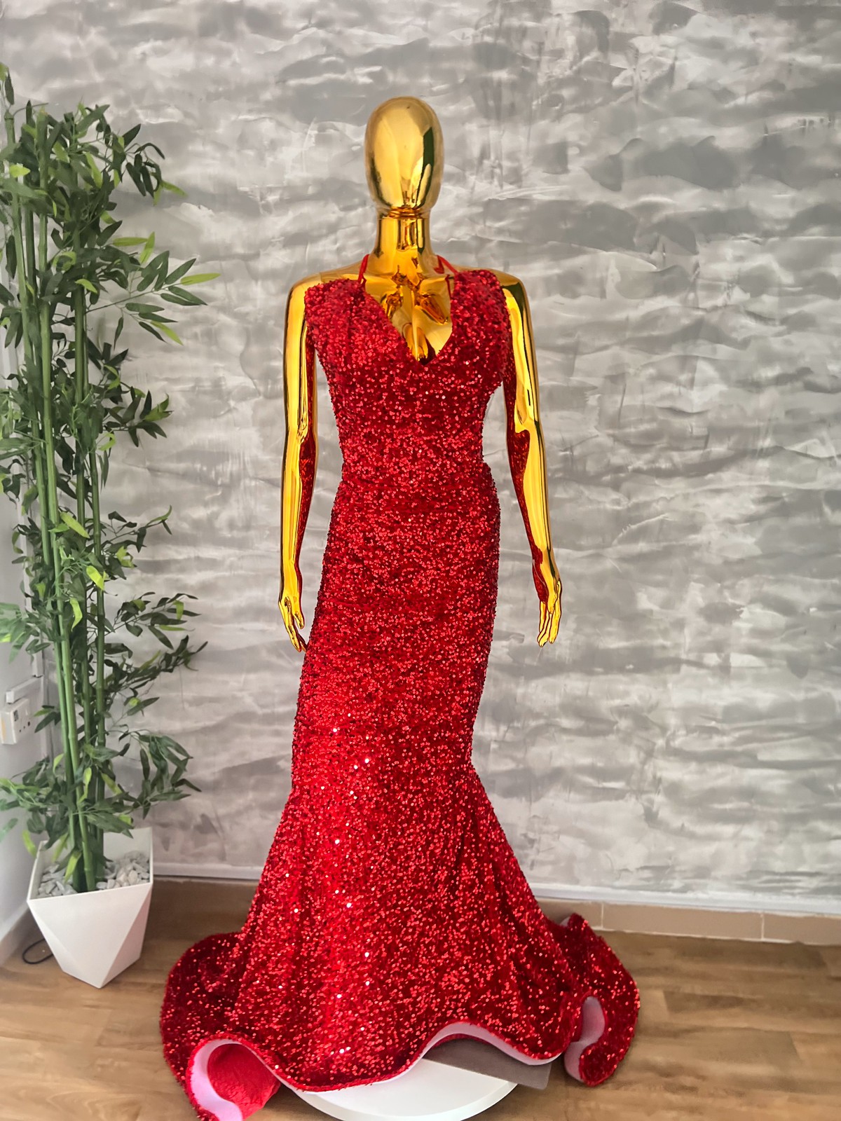 Red sequin dress,red prom dress,red dinner dress, red long birthday dre ...