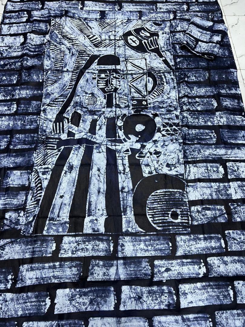 Adire Batik Soft cotton with hand drawn Graffiti (white/black) by mimic ...