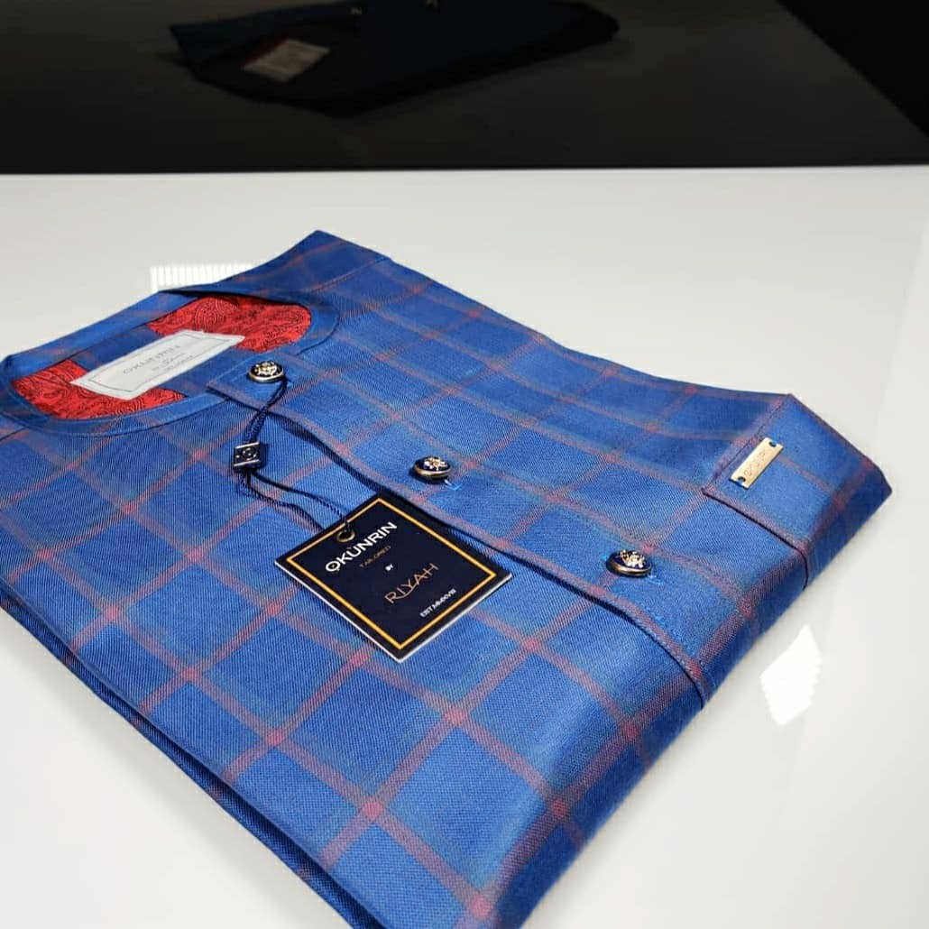 Blue striped cashmere two piece kaftan and trouser set by house-of-riya ...