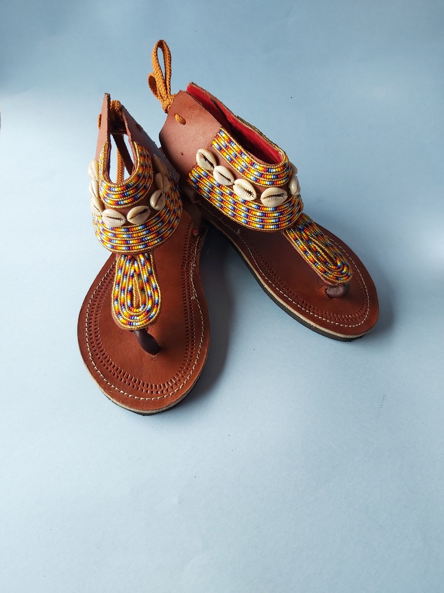 Sandale africaine pour femme, sandale tribale, sandale Masai, chaussure ...