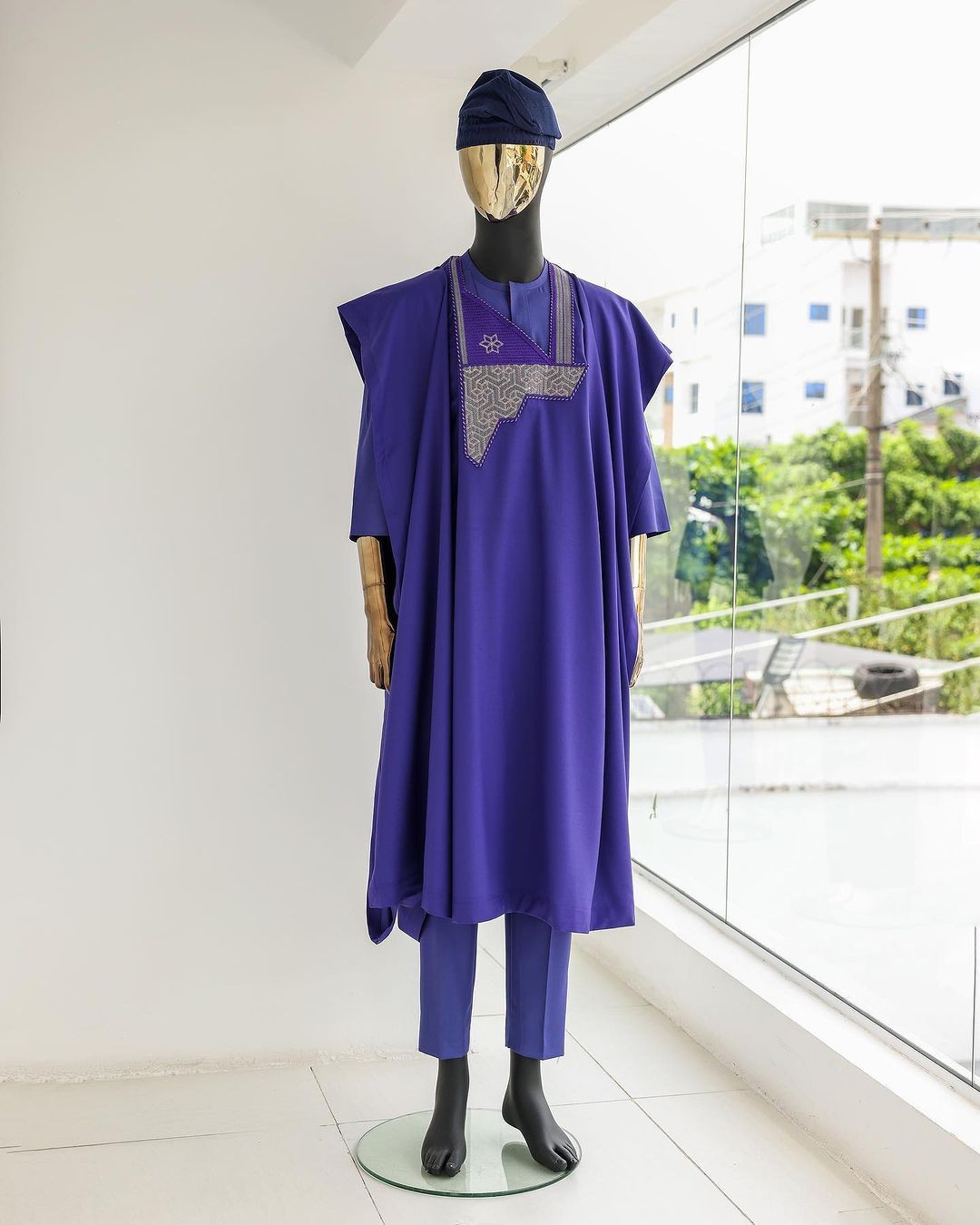 An aesthetic purple, mazed square, 1/4 embroidery details agbada by dej ...