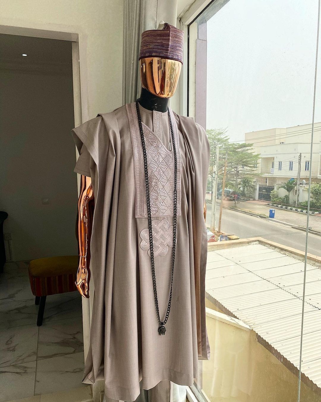 A Light Onions Color Agbada, matching Hausa Fulani Hat by dejiandkola ...