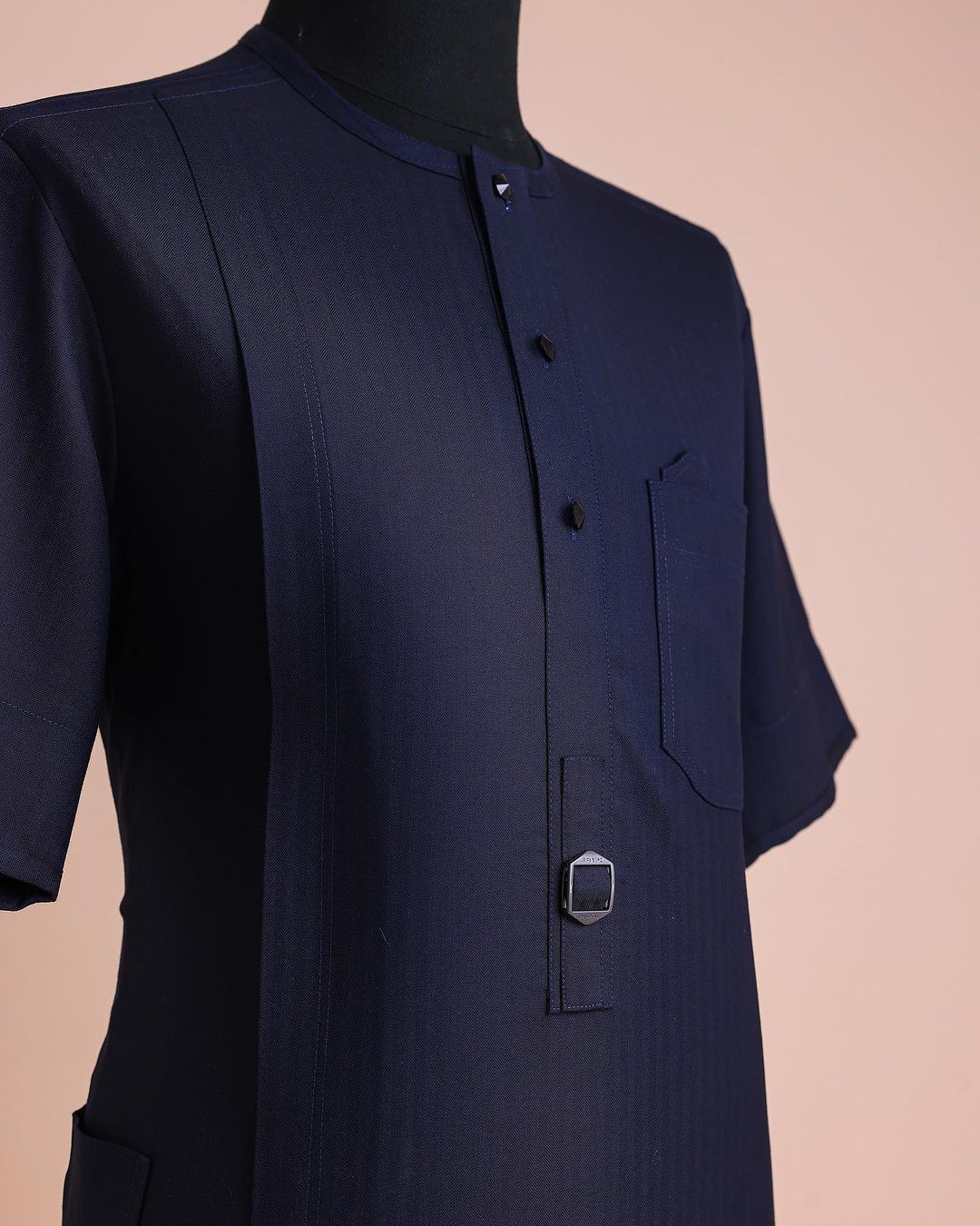 A Midnight Blue, Invisible Herringbone Stripe, Jorgecarli, Front Flap K ...