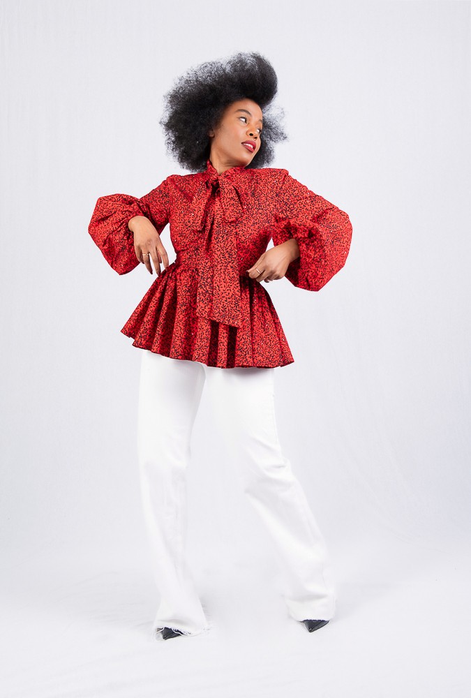 RHONDA RED TOP by heritageclothings - Peplum Tops - ANKA