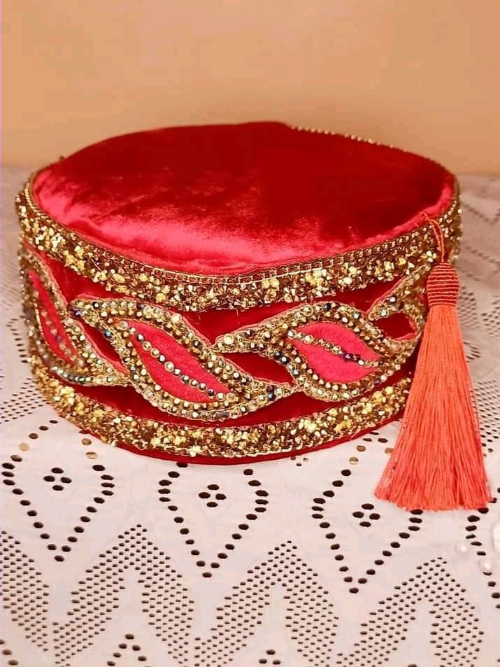 Red African Wedding cap, Igbo cap, Beaded cap, Nigerian special traditi ...