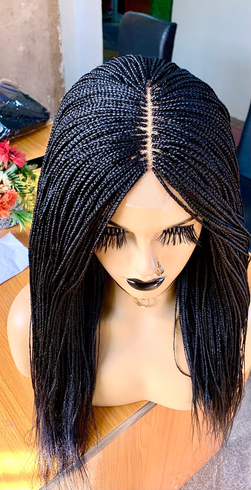 Micro braid wig, micro braids summer wig handmade braided wigs gifts fo ...