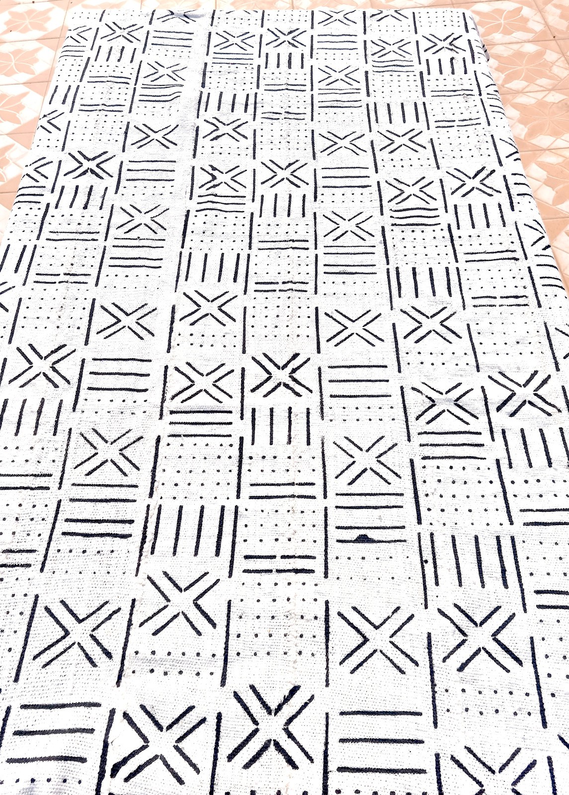 Traditional Bogolan Mudcloth White – Authentic African Textile for Desi ...