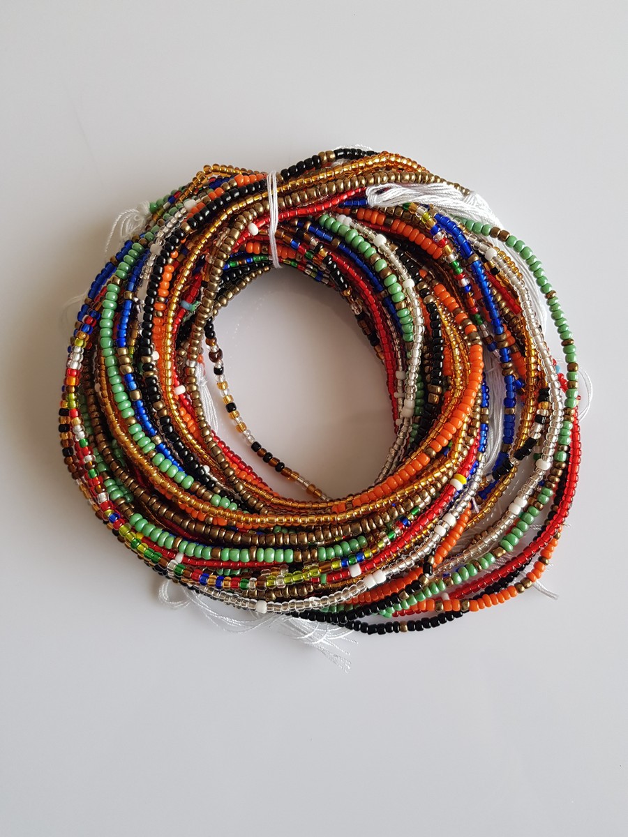African tie on waist beads, wholesale waist beads,Tummy beads , Tie on ...