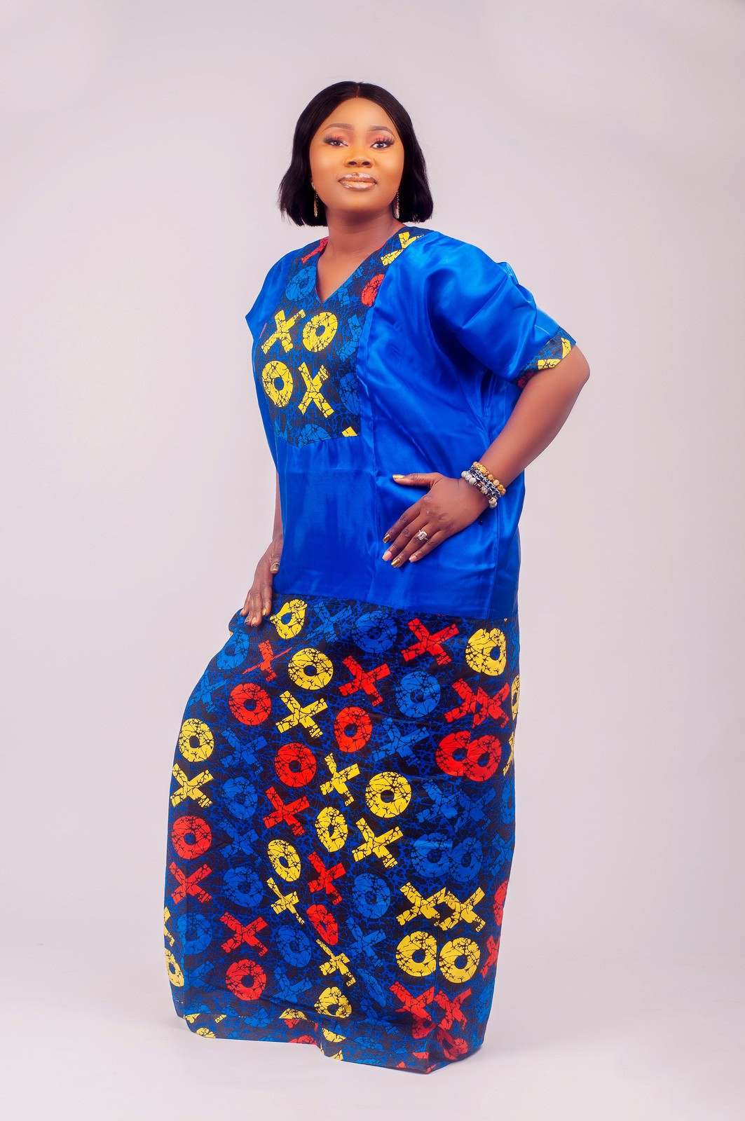Boubou with Ankara and Liquid Mikado | African Wax | Rich Aunty Dress ...