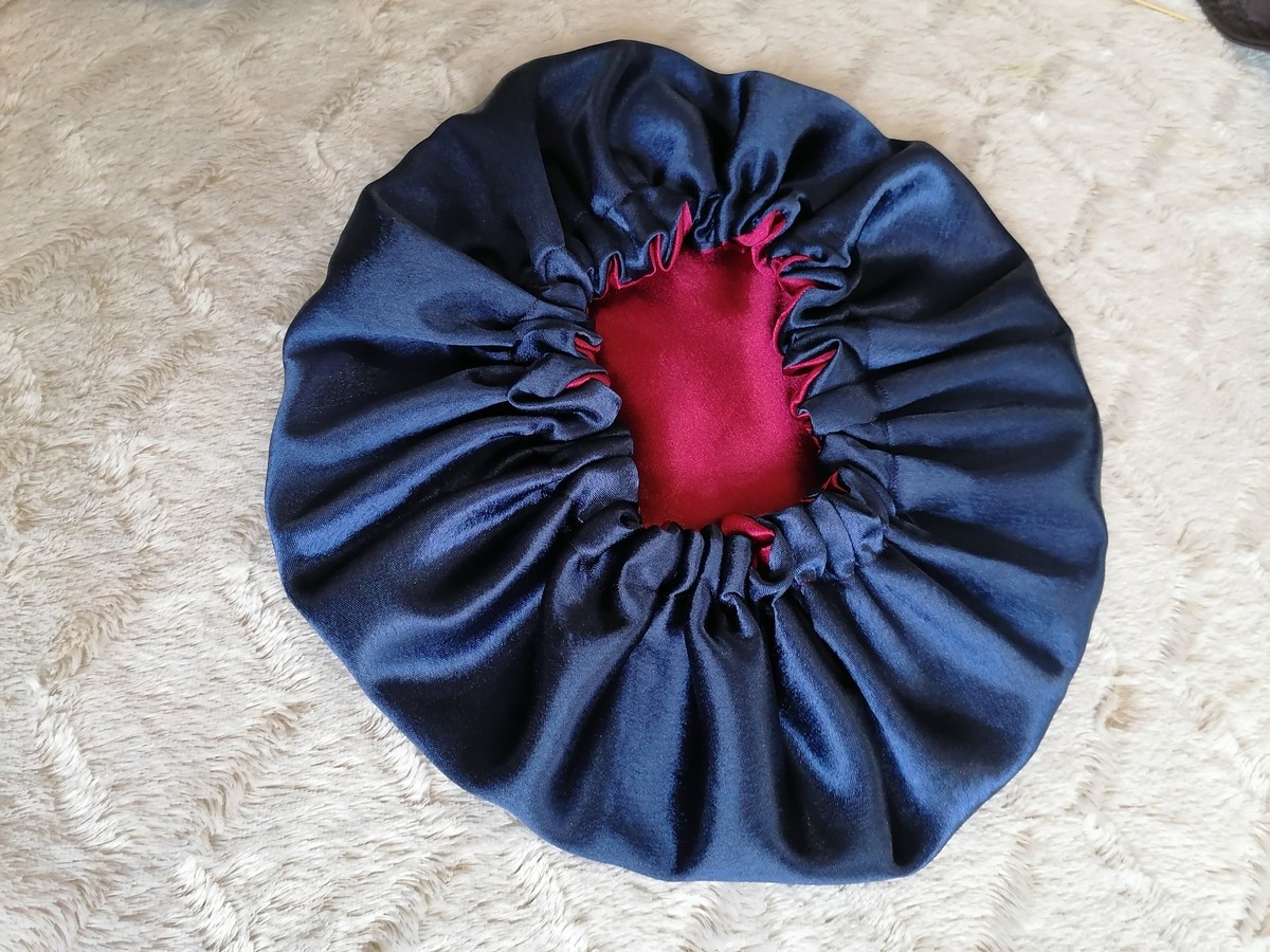 Reversible burgundy and midnight blue silk nightcap by stella-bonin - N ...