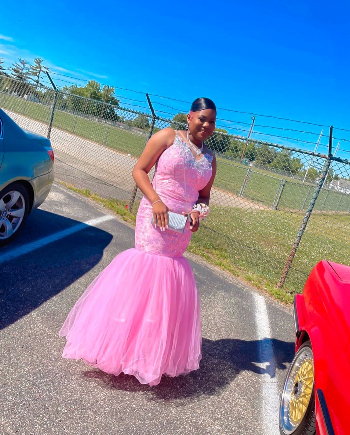 Pink prom dress, pink tulle dress,Lacey pink dress,pink graduation dres ...