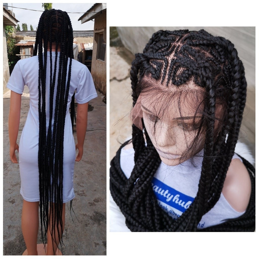 60 Knotless Box Braids Wig, Knotless braids, knotless Braided Wig, Full ...