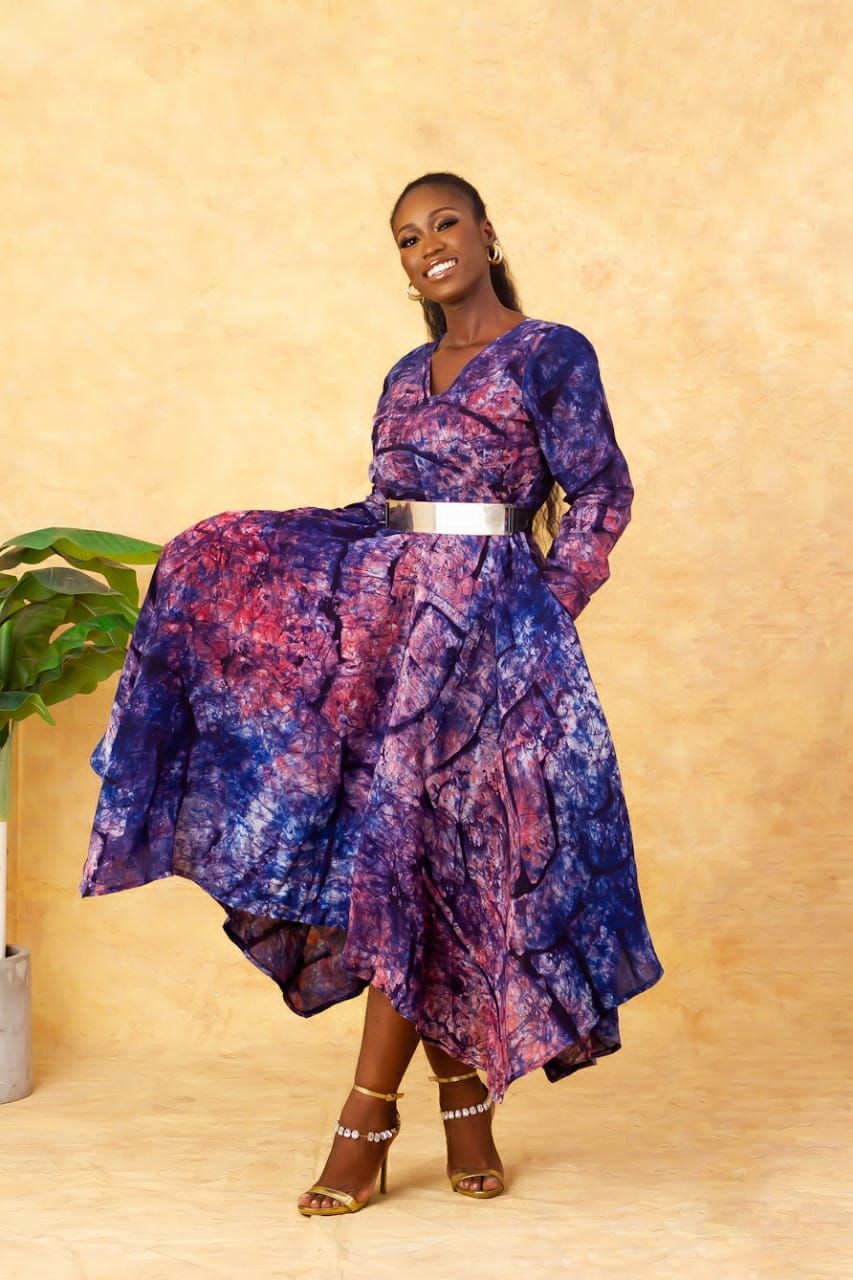 Michelle gown by adirepantry - Adire & Indigo dye Fabrics - ANKA
