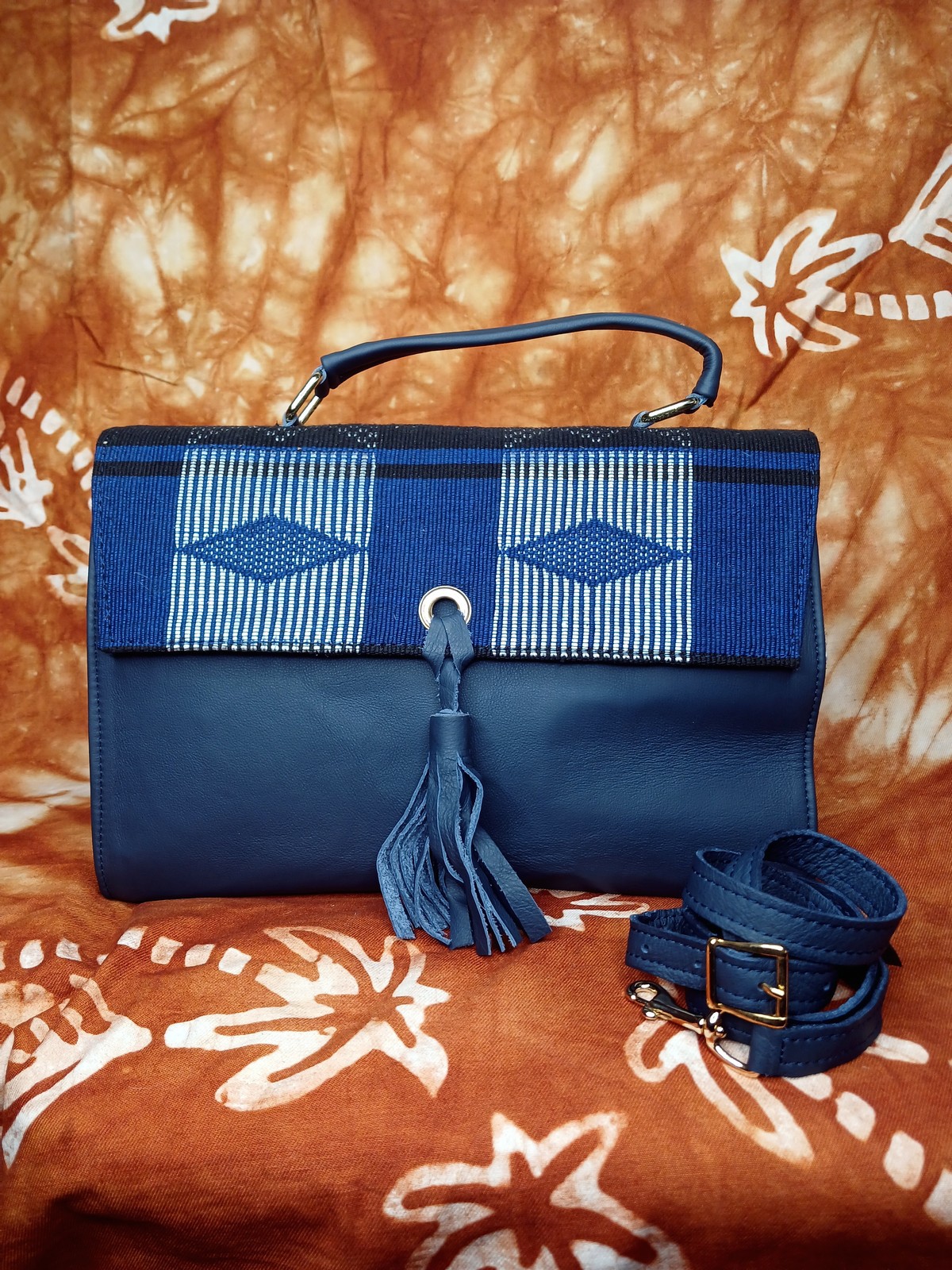 Manjack Leather and Loincloth Bag by ethnikrea - Hand bags - ANKA