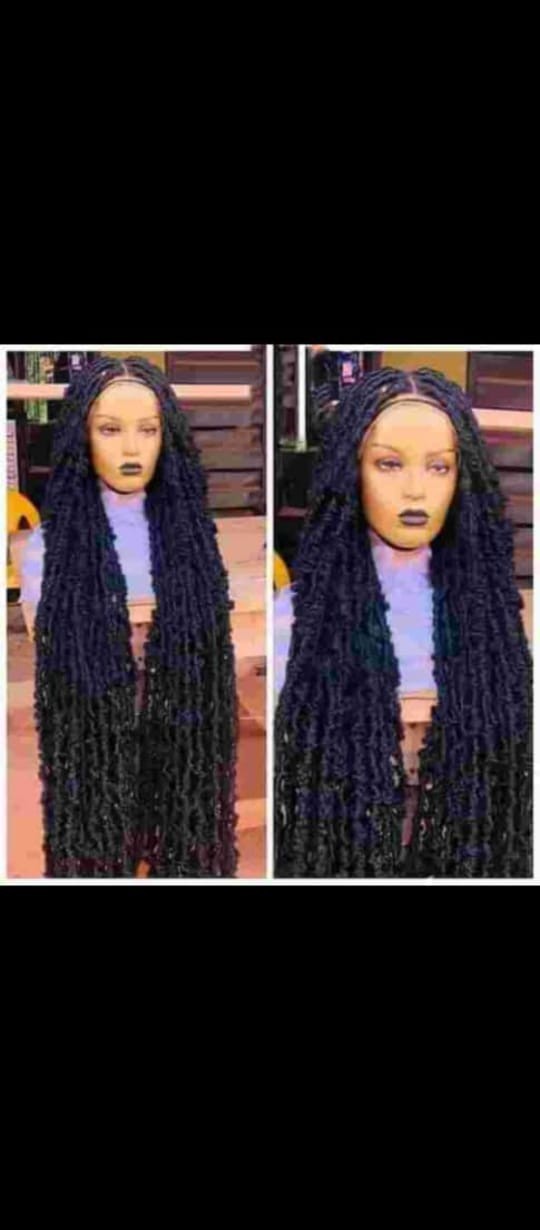 Braided wig,butterfly locs, faux locks,dread locs,black women wig, Afri ...