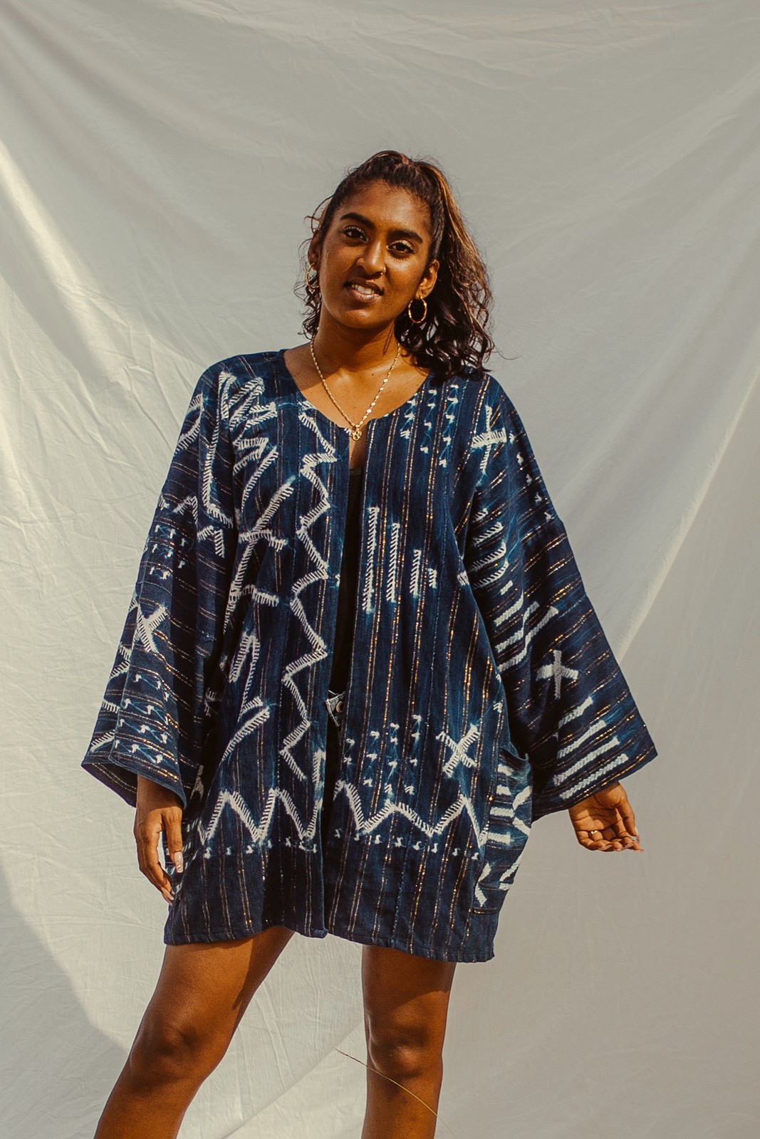 Shimmer Town Indigo Cloak by threaded-tribes - Unisex Tunics - ANKA