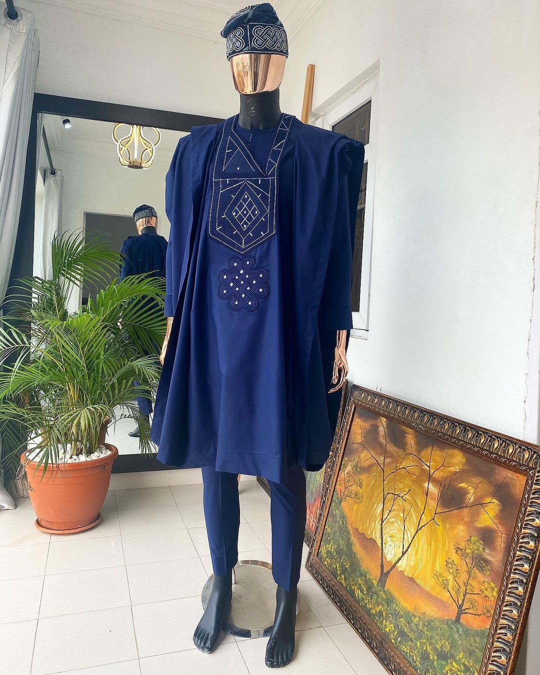 A Navy Blue Agbada, matching hand woven egba hat by dejiandkola - Men T ...