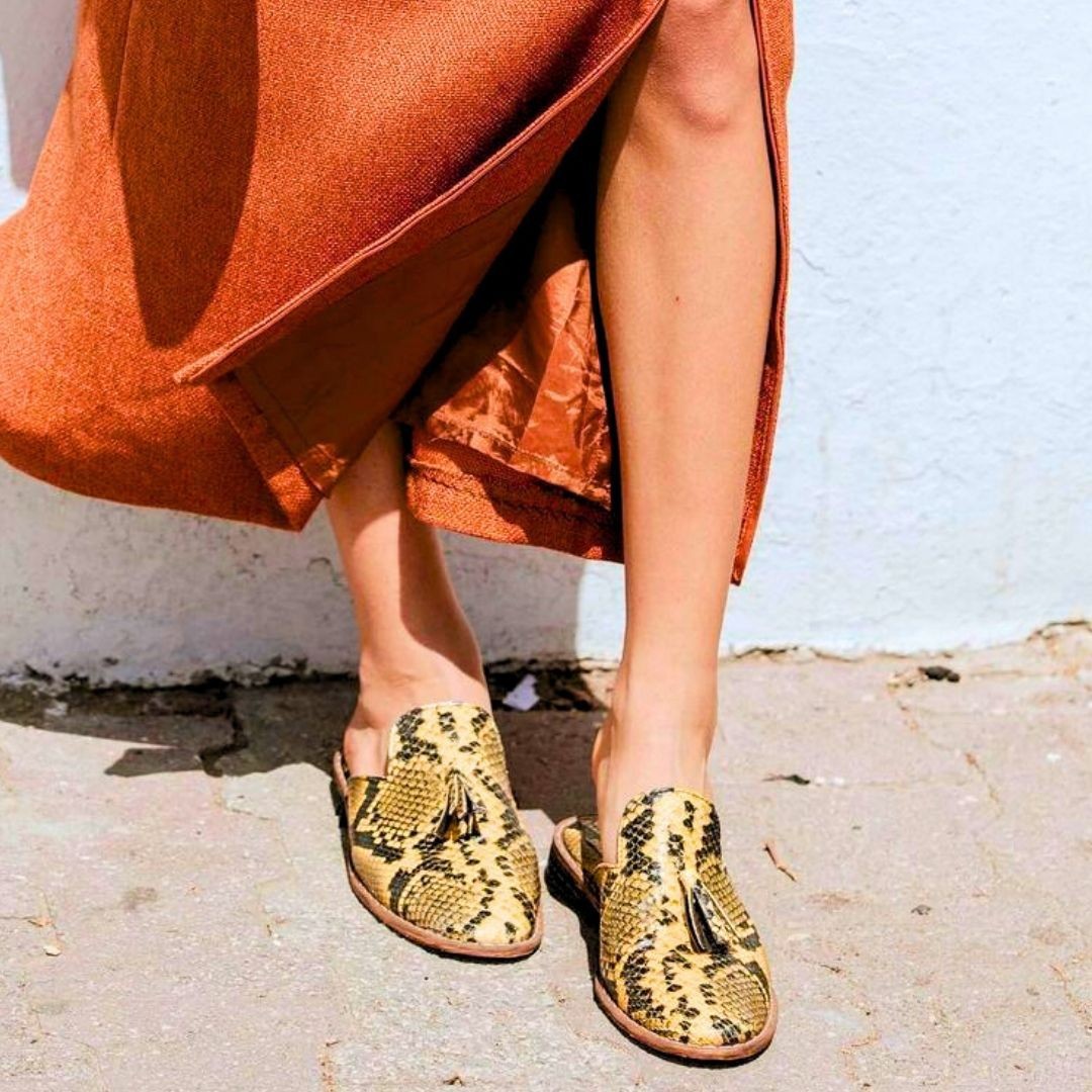 Slipper Taïpan unisex in yellow leather, upcycled balgha by ileycom - H ...