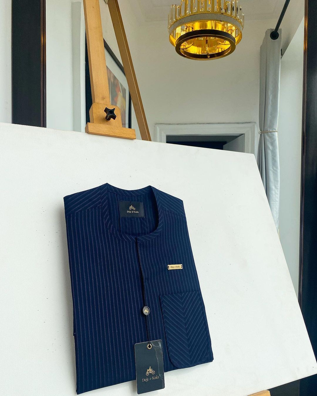 A pencil stripe blue, African traditional senator kaftan native. by de ...