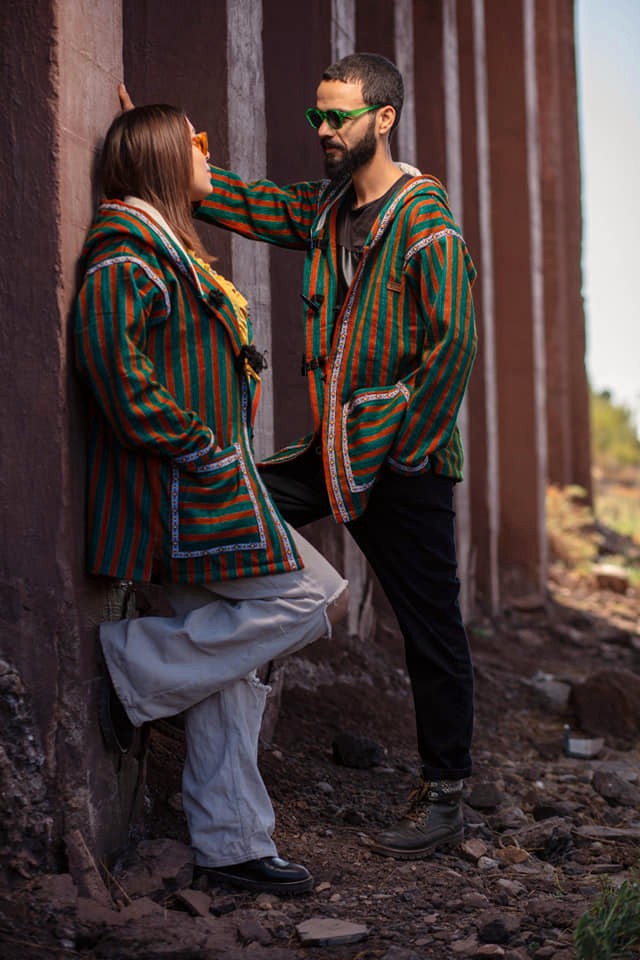 Unisex Green and red Embroidered Berber Coat, Amazigh Berber Jacket, Ha ...