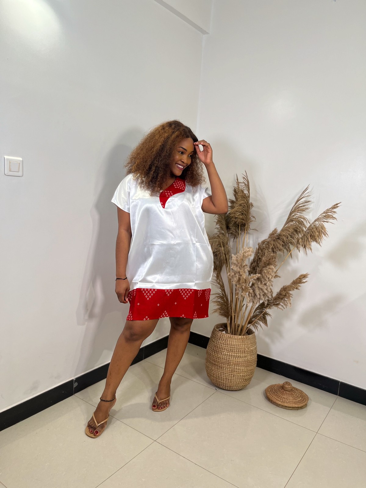 Mini boubou - Blanc et Rouge by freakywears-store - Short dresses - ANKA