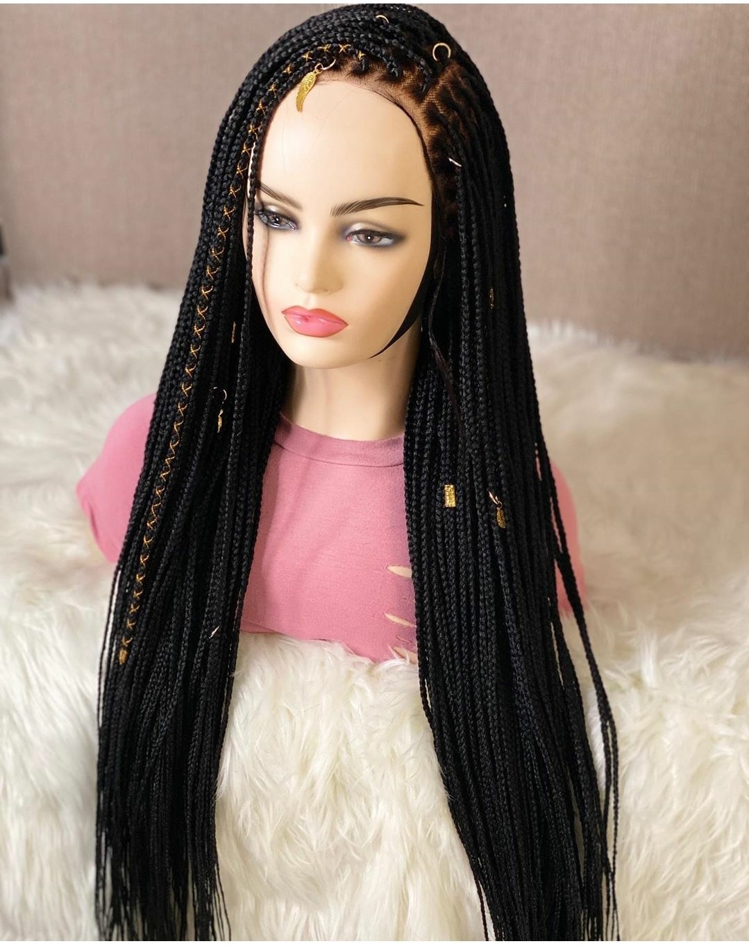 Braided wig ,box braided wig lace wigs cornrow wigs goddess locs by mer ...