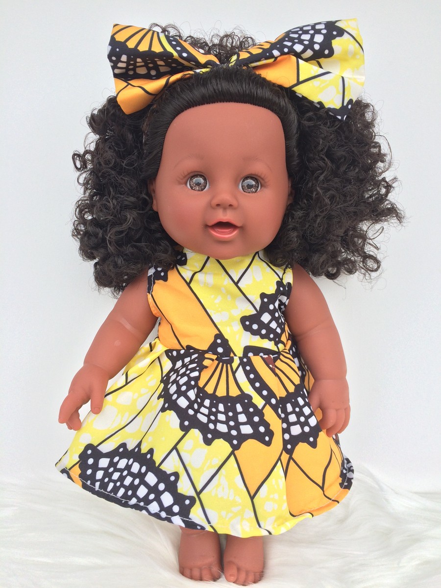Black Makeba doll - Brown floral dress by maleadolls - Dolls - ANKA